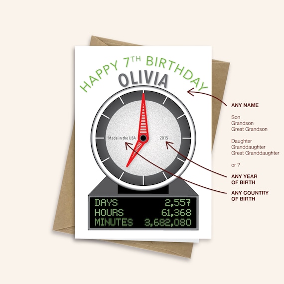 Personalised Funny 7th Happy Birthday Card for Boy or Girl - Etsy