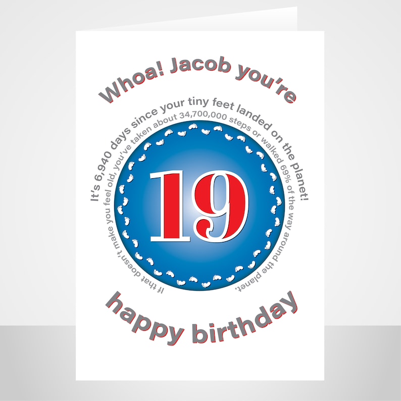 Funny 19th Birthday Card for boy for girl unique edit name 19 | Etsy