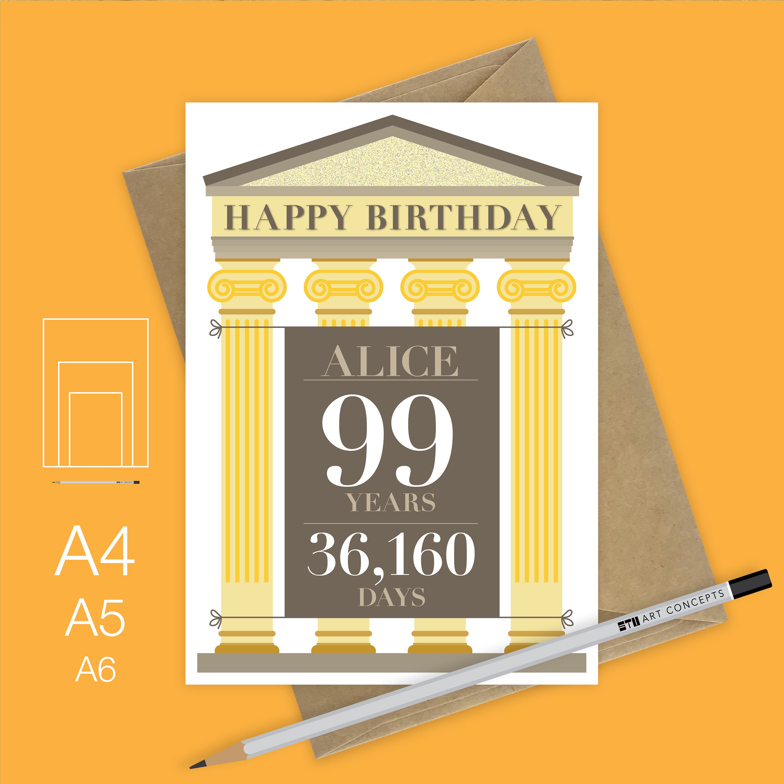 Funny Personalised 99th Birthday Card for Him or Her Years / Days Large ...