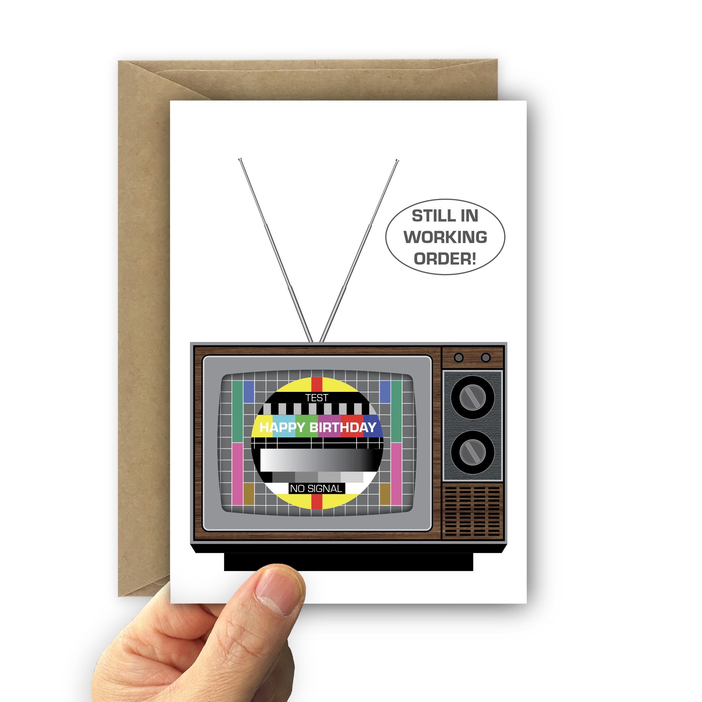 Funny Retro Television Birthday Card - Vintage TV Design, Sarcastic ...