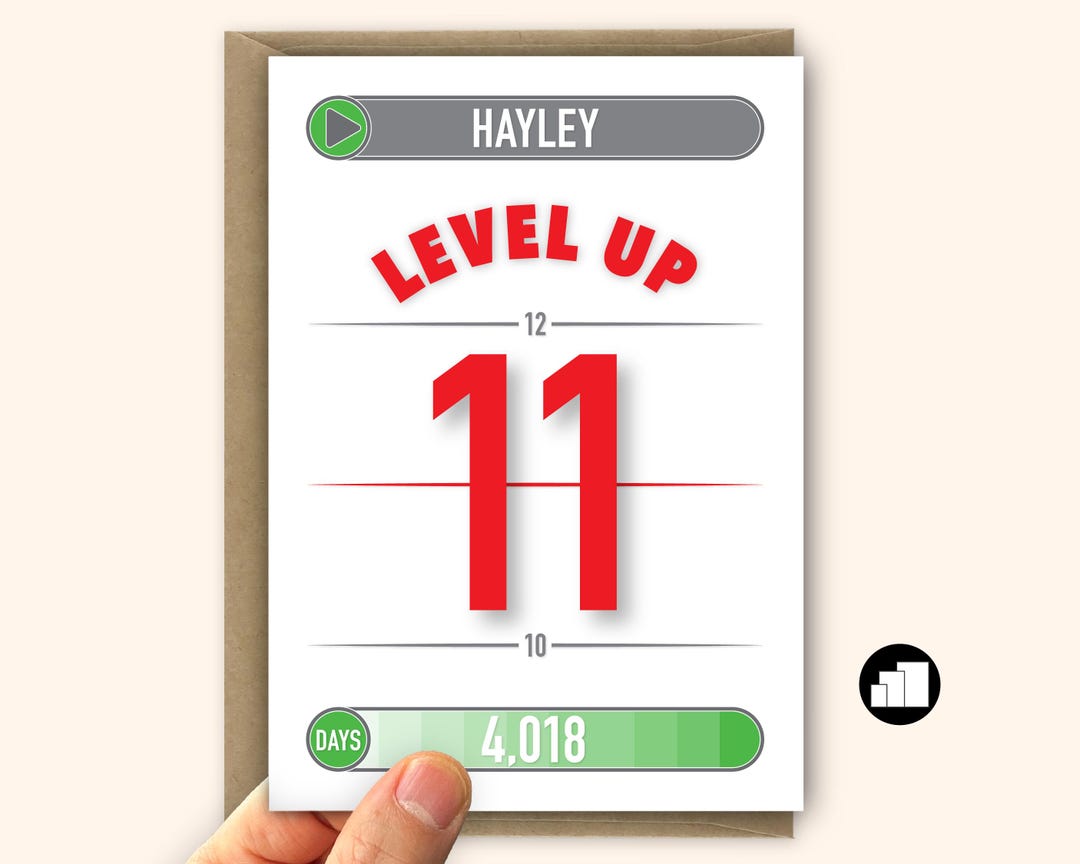 LEVEL UP! Personalised 11th Birthday Card for Boy or Girl Funny 11 ...