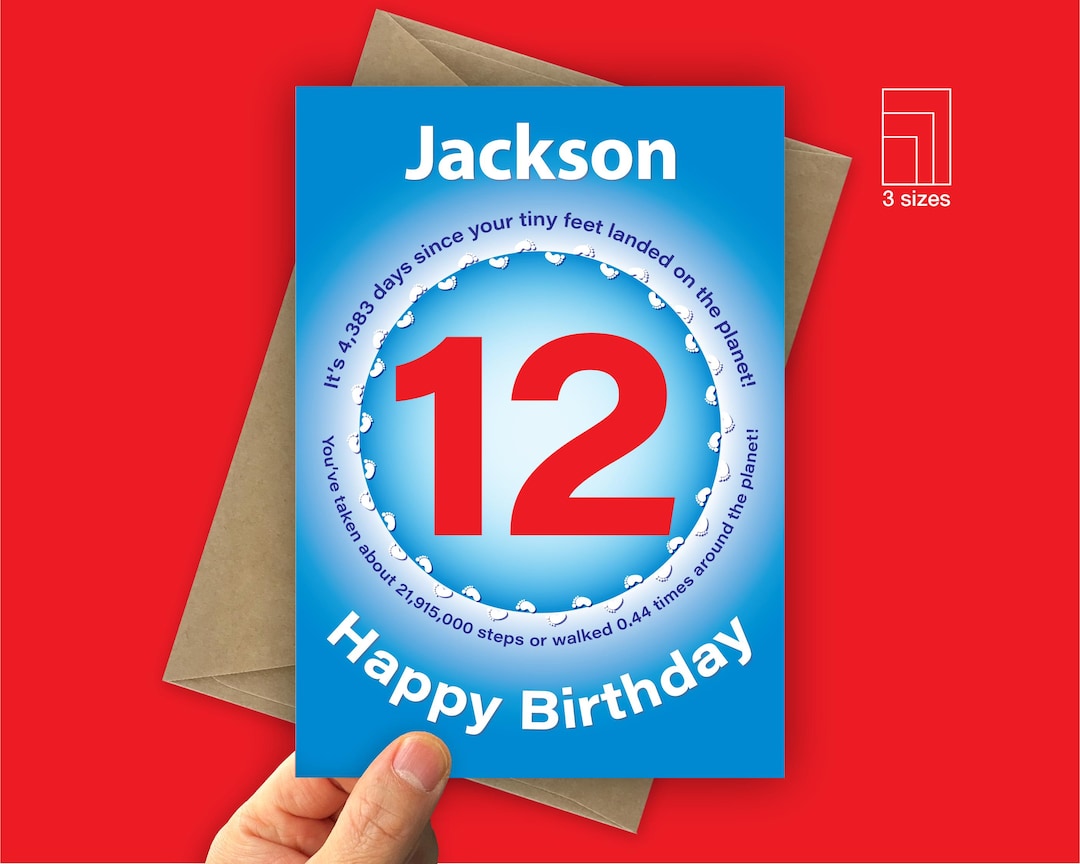 Personalised 12th Birthday Card for Boy for Girl Funny Statistics Large ...
