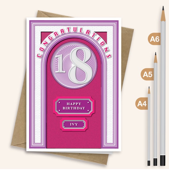18th Happy Birthday Card for Girl Personalised 18 Birthday - Etsy