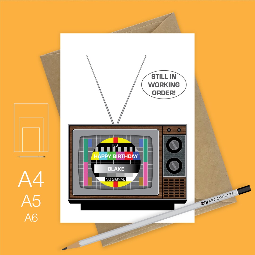 Funny TV Birthday Card Still Works Personalised Birthday Card for Her ...