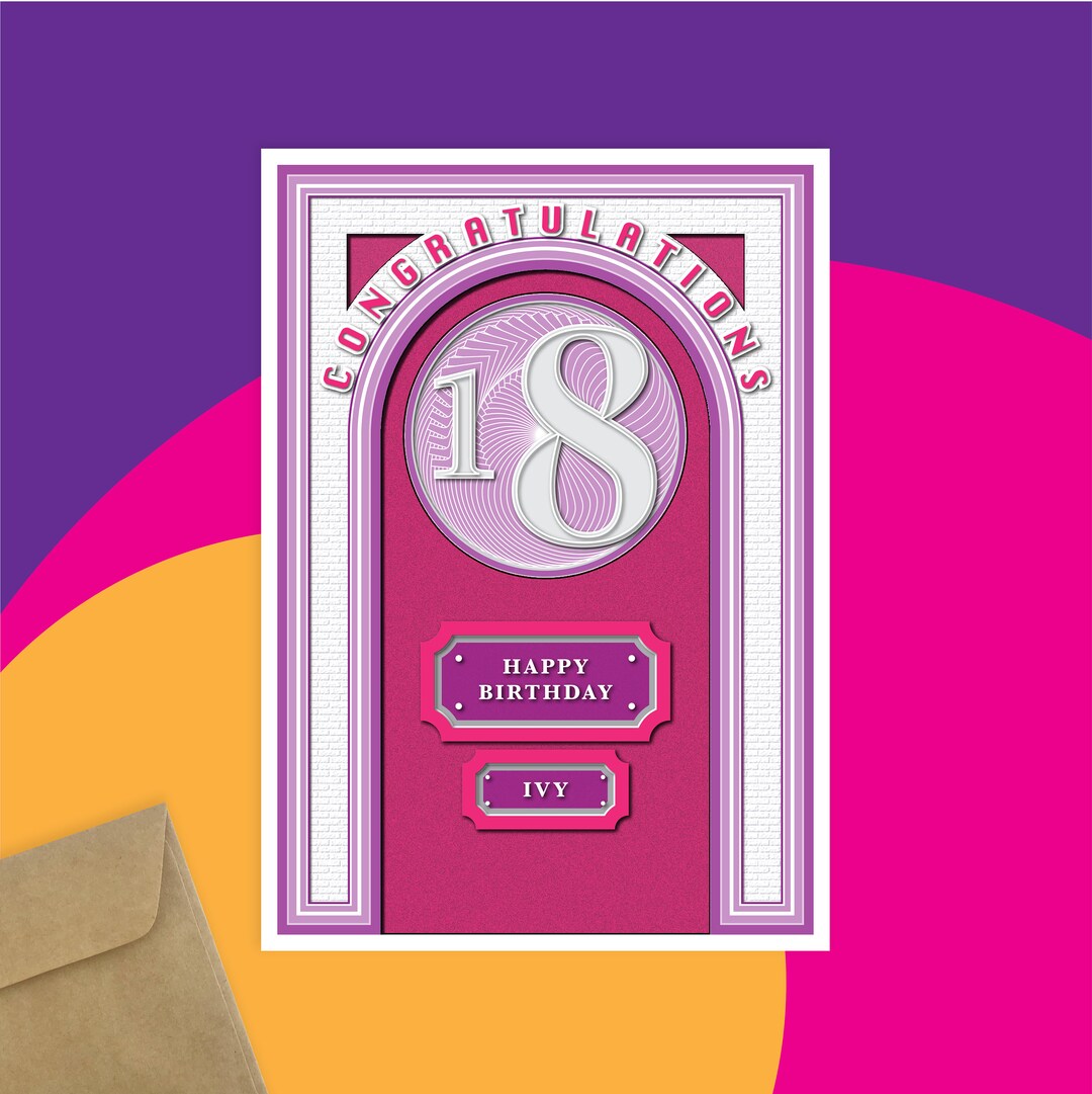 18th Happy Birthday Card for Girl Personalised 18 Birthday - Etsy