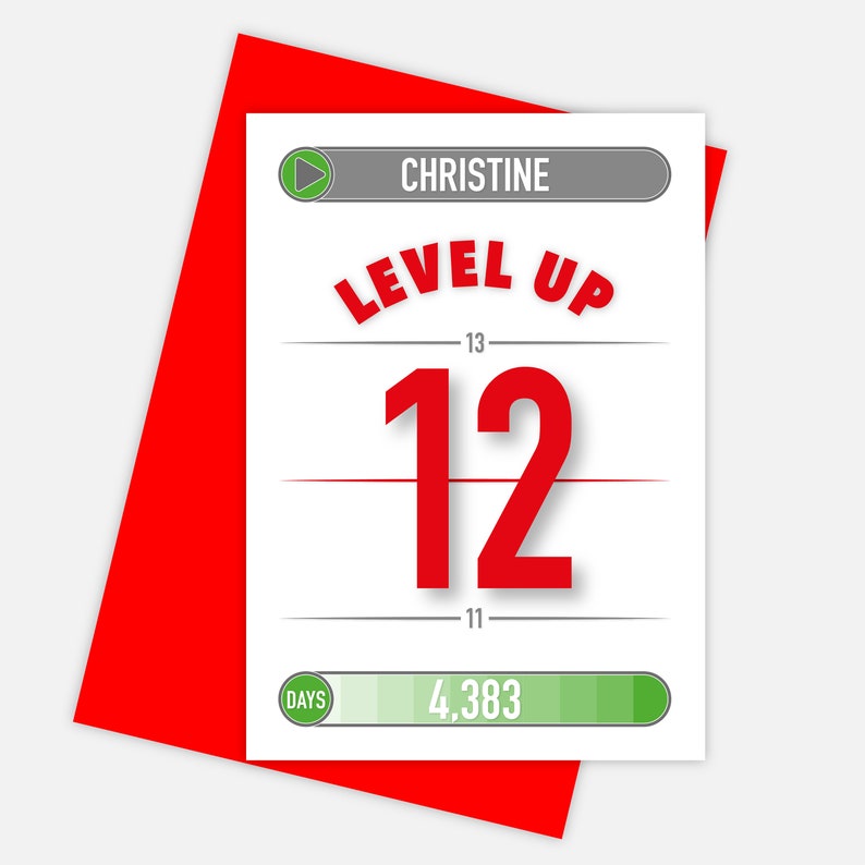 LEVEL UP Funny 12th Birthday Card for Boy or Girl 12 | Etsy