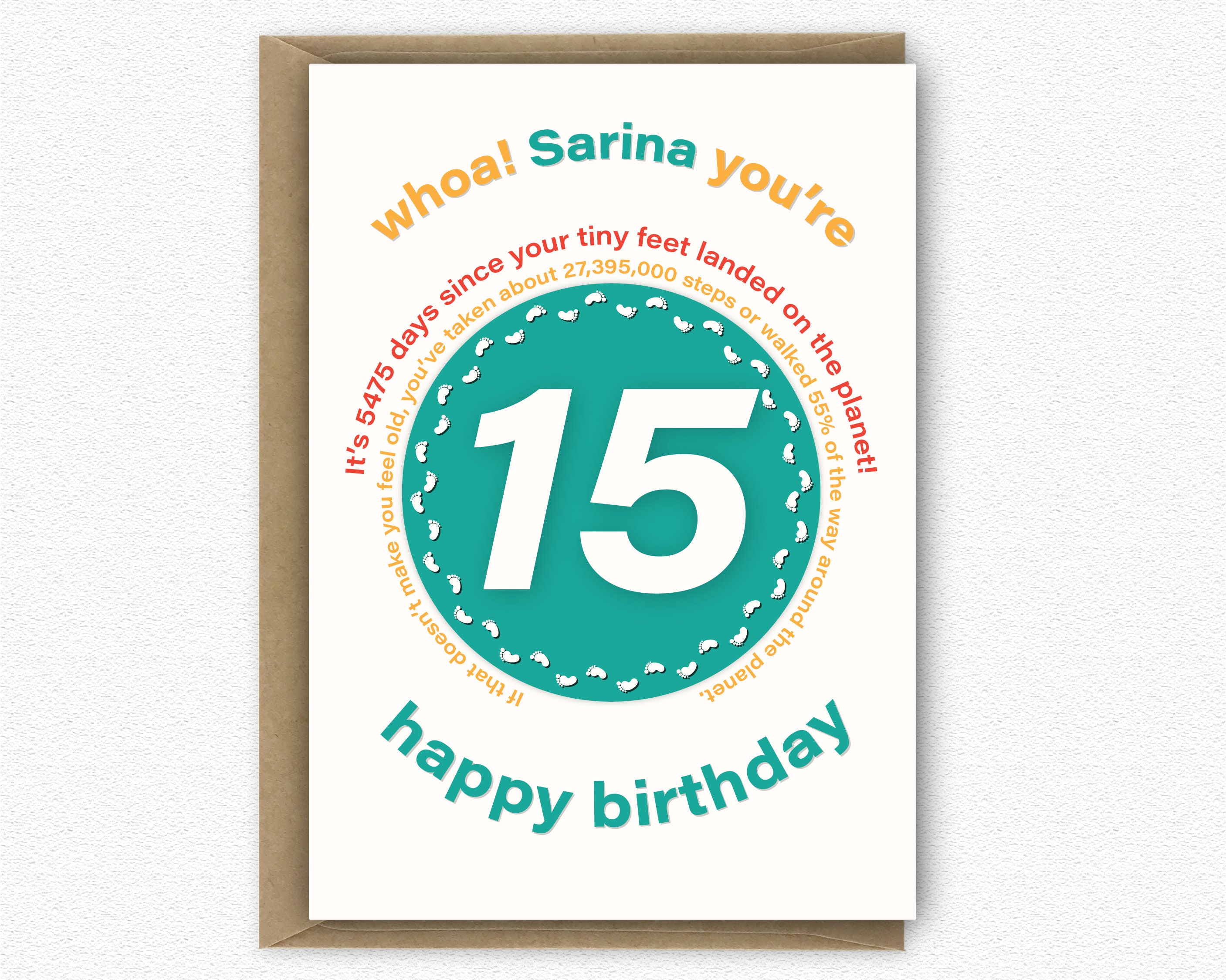Funny 15th Birthday Card for Boy for Girl Unique Personalised 15 ...
