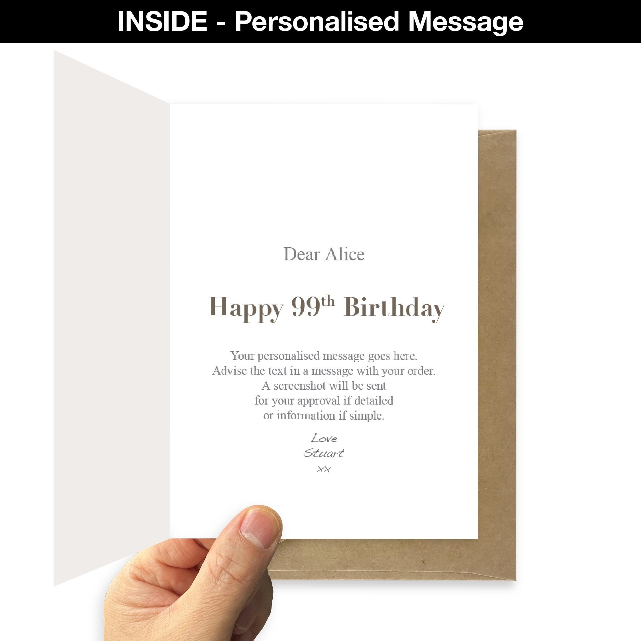 Funny Personalised 99th Birthday Card for Him or Her Years / Days Large ...
