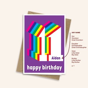 Personalised 11th Birthday Card for Boy or Girl Name 11 - Etsy