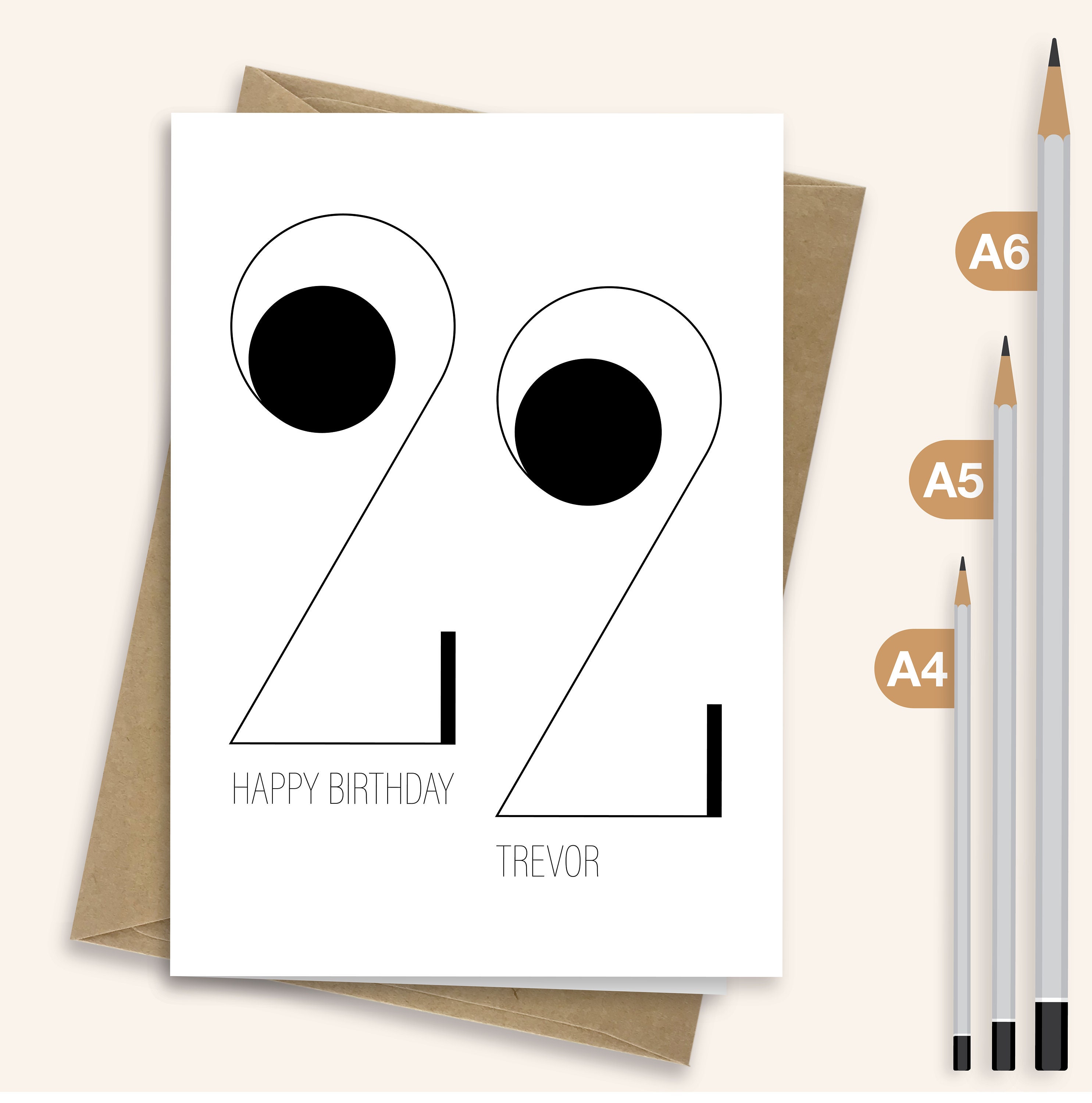 Minimalist 22nd Birthday Card for Him for Her Unique Personalised Name ...