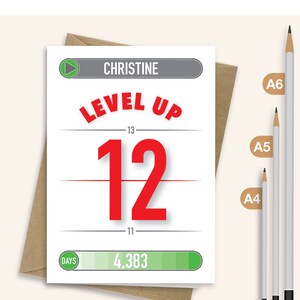 LEVEL UP Funny 12th Birthday Card for Boy or Girl With Name - Etsy