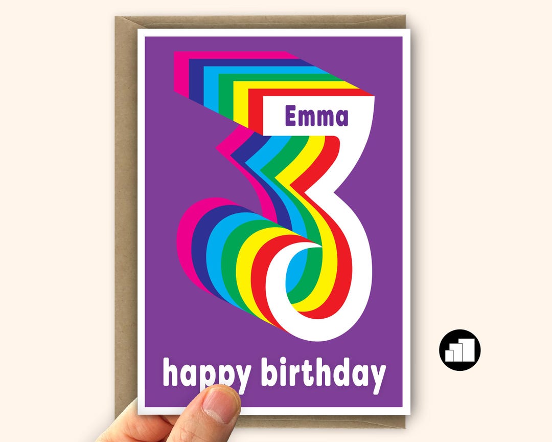 Personalised 3rd Birthday Card for Boy for Girl Rainbow 3 Birthday Card ...