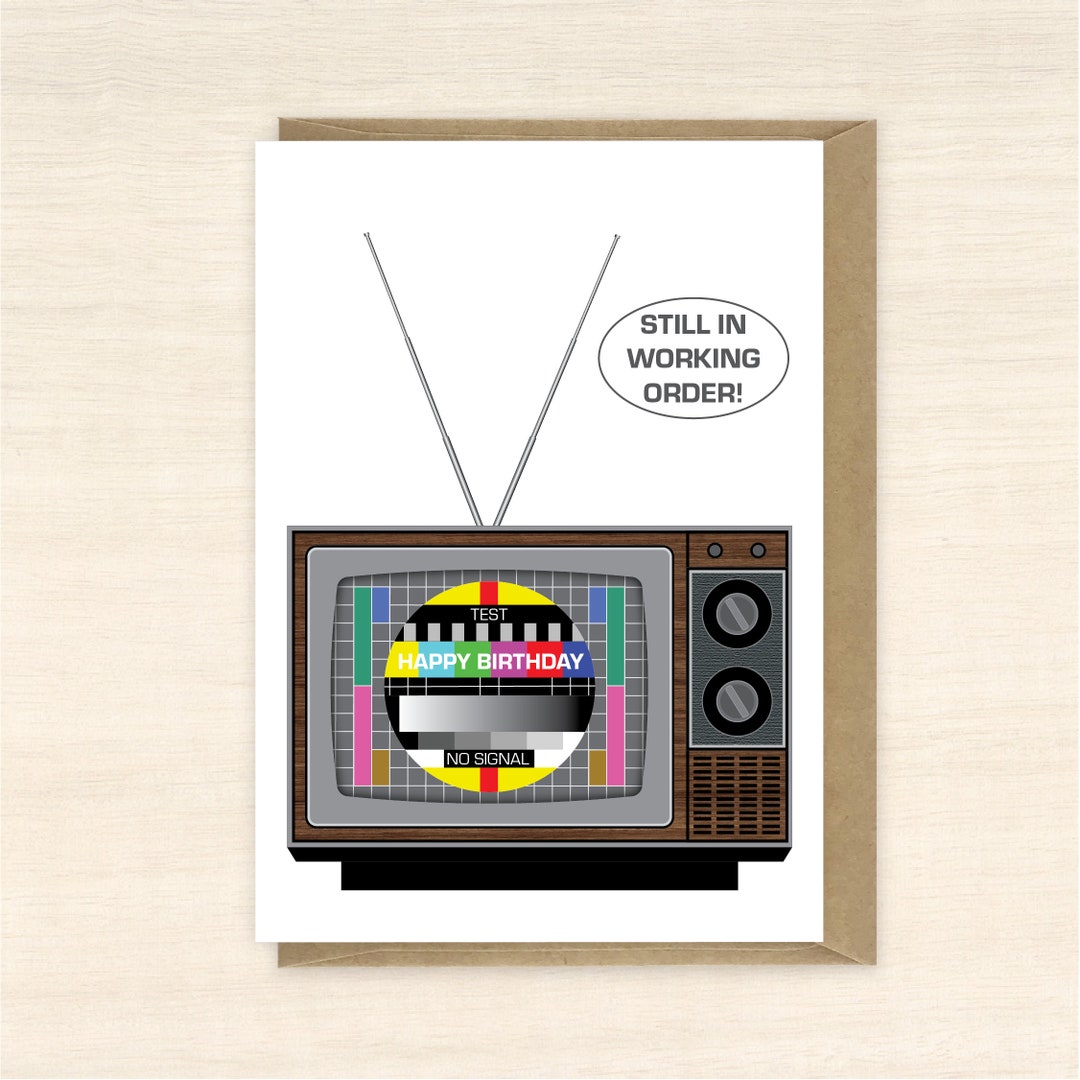 Funny Retro Television Birthday Card - Vintage TV Design, Sarcastic ...