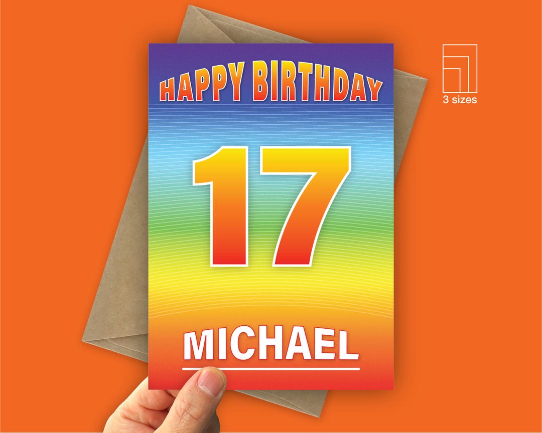 Personalised 17th Birthday Card for Boy or Girl Custom 17 Birthday Card ...