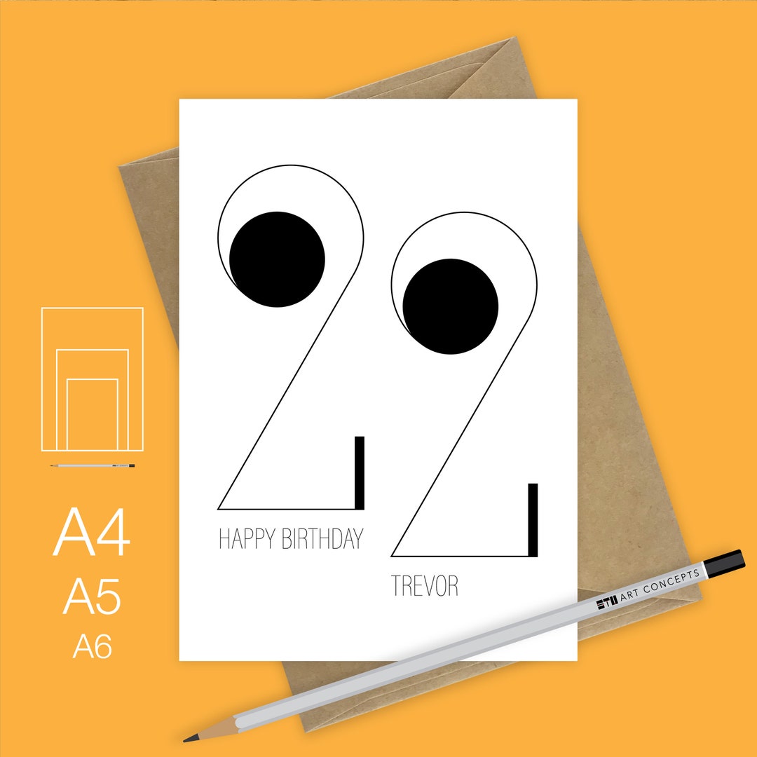 Minimalist 22nd Birthday Card for Him for Her Unique Personalised Name ...