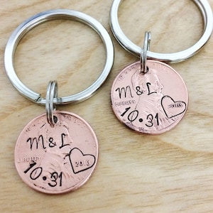 Custom Matching Penny Keychains, Customized Penny, Valentines Day Gift ...