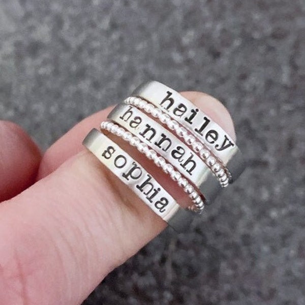 Stackable Name Rings - Etsy