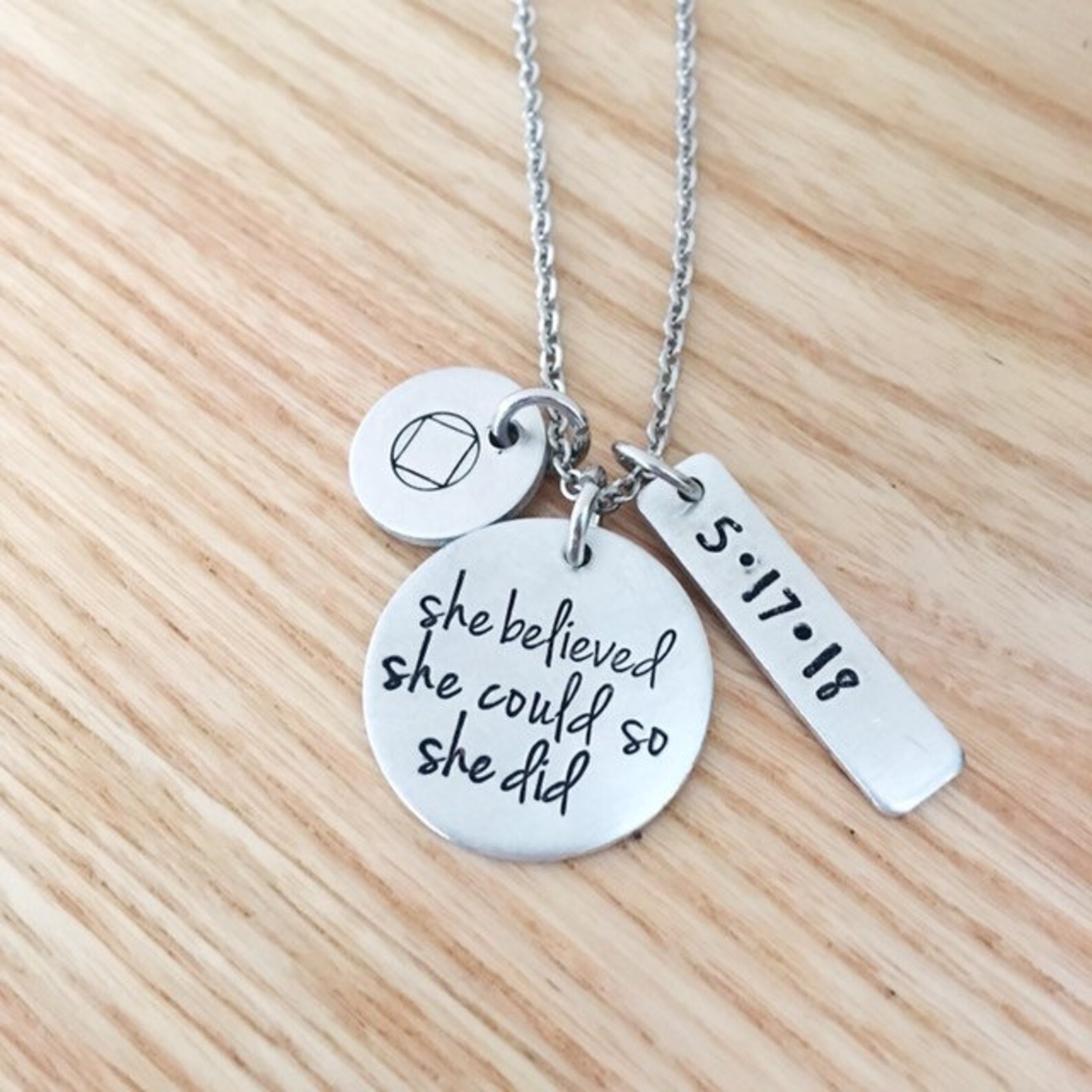 Narcotics Anonymous Necklace, Sober Anniversary Date, Sobriety Necklace ...