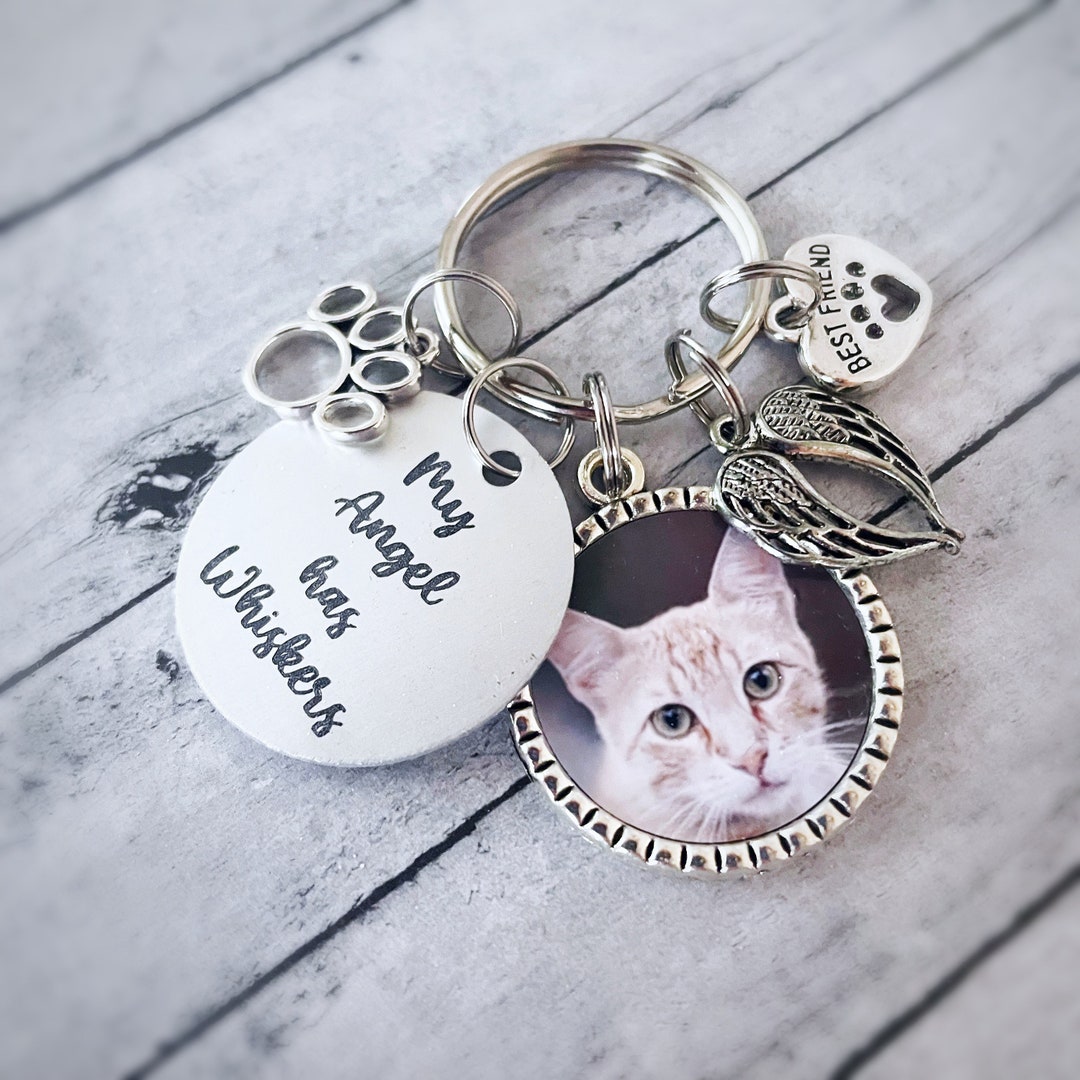 Cat Memorial Photo Keychain | Personalized Pet Loss Gift | Custom ...