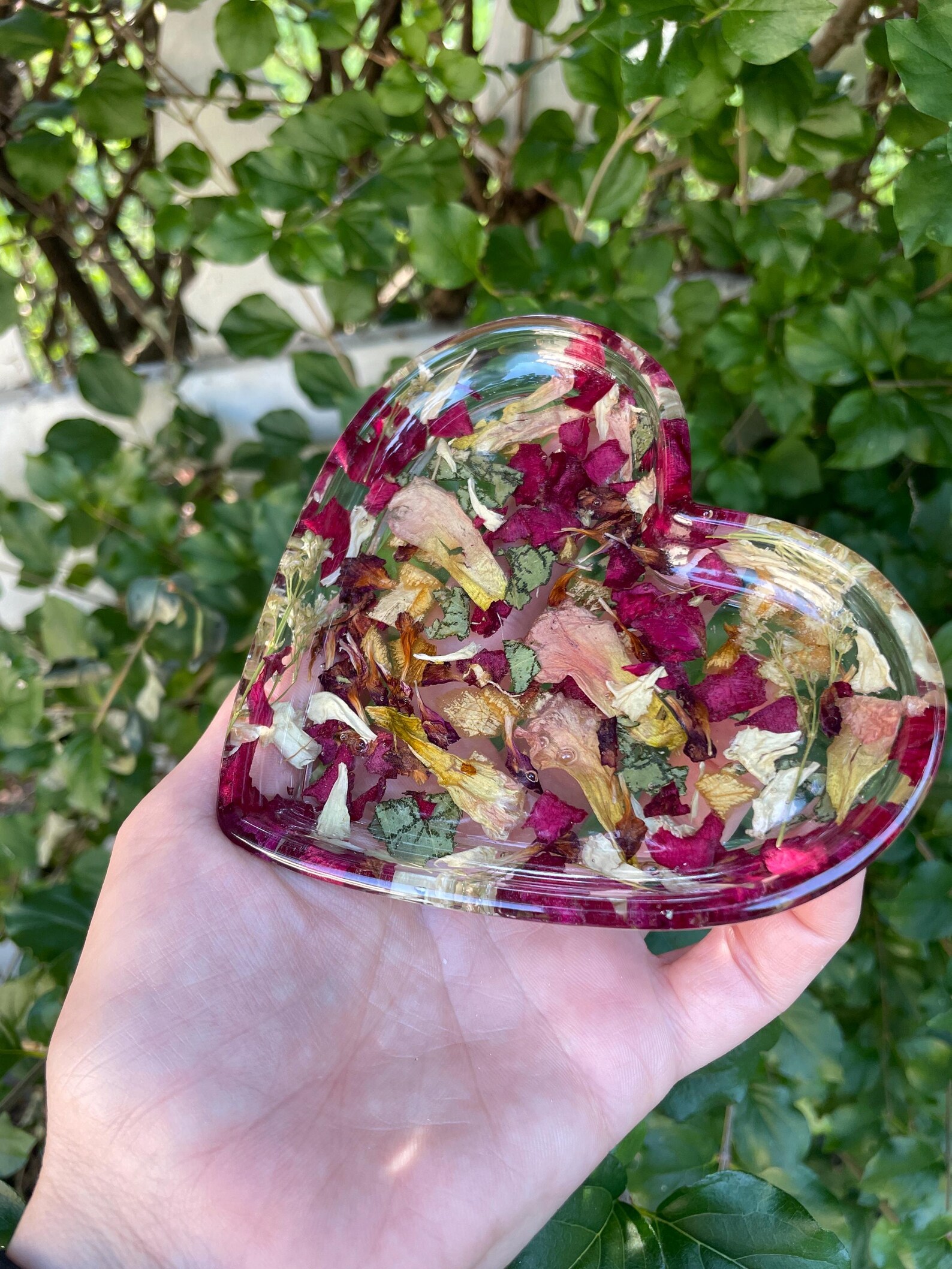 Heart Shaped Jewelry Dish, Catchall Tray, Dried Flowers, Wedding Flower ...