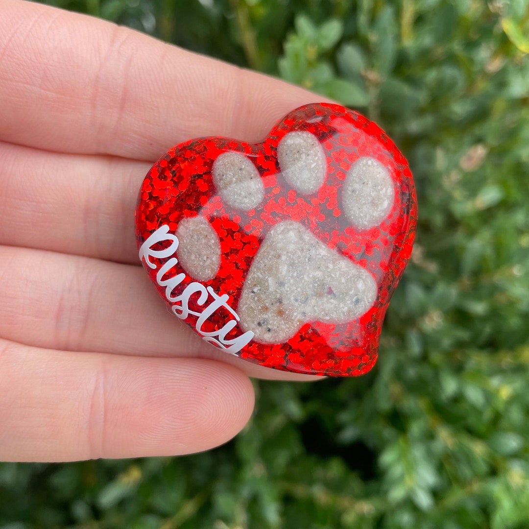 Pet Paw Print With Ashes, Cremation Ashes Keepsake, Dog Memorial, Cat ...