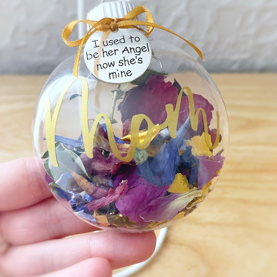 Funeral Flower Keepsake, Sympathy Ornament, Clear Round Ornament With ...