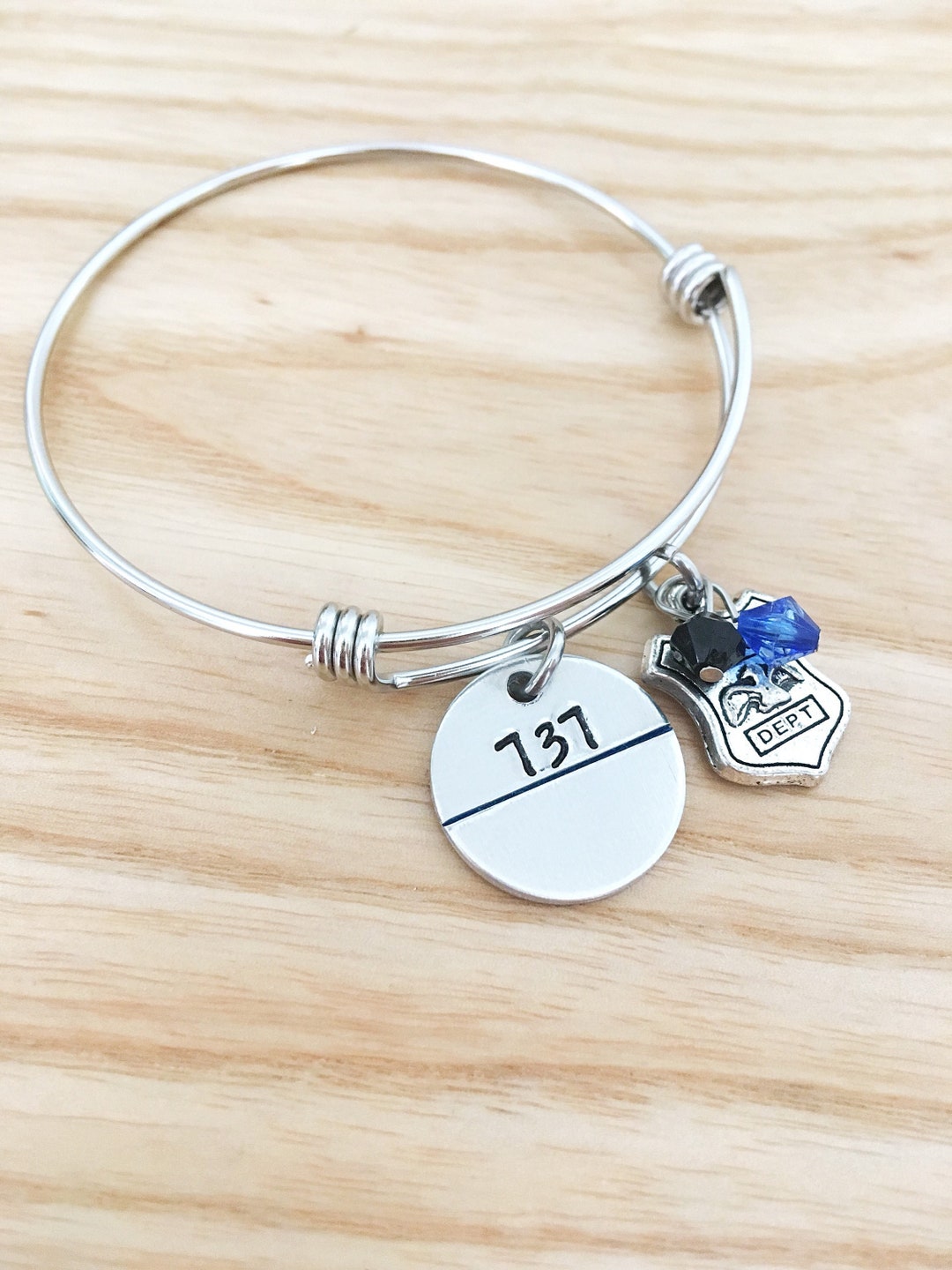 Thin Blue Line Bracelet, Hand Stamped Bracelet, Back the Blue, Police ...