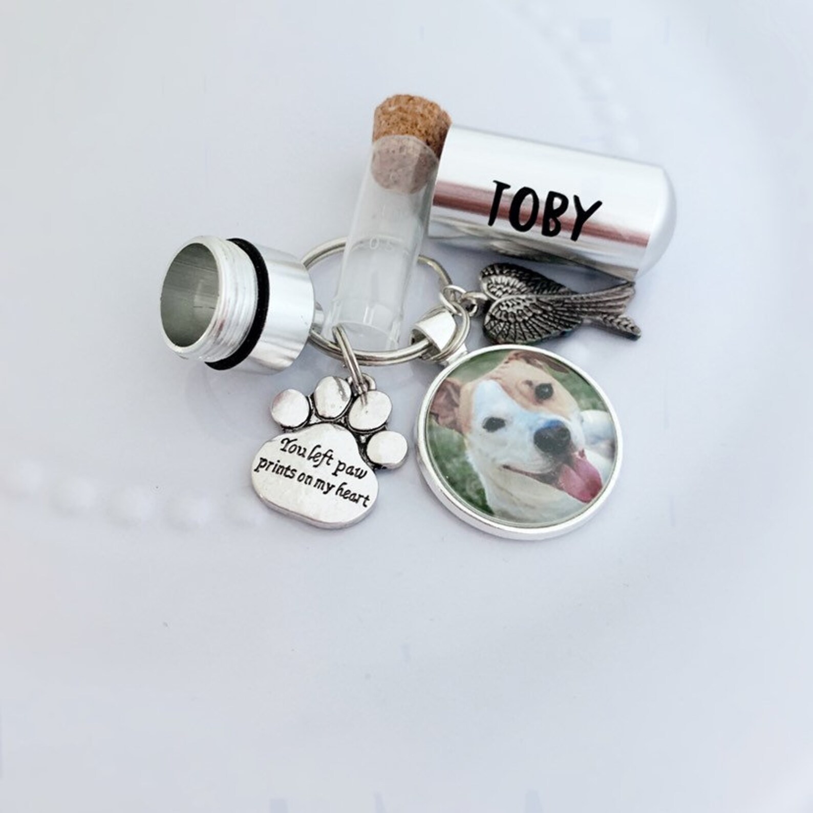 Pet Cremation Key Chain Photo Memorial Key Ring Pet Hair Key - Etsy