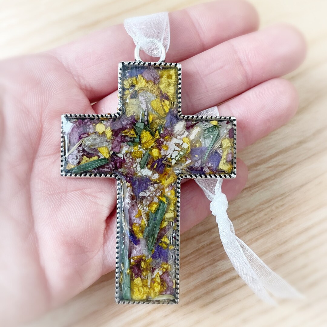 Funeral Flowers Cross Ornament, Cross Made With Your Funeral Flowers ...