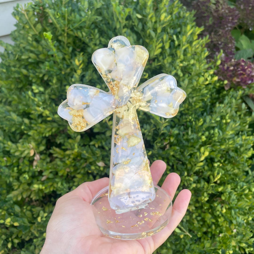 Memorial Dried Flower Keepsake Cross, Dried Funeral Flower Memory ...