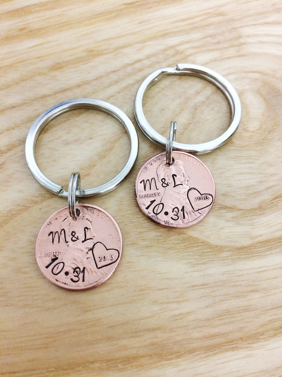 Custom Matching Penny Keychains, Customized Penny, Valentines Day Gift ...