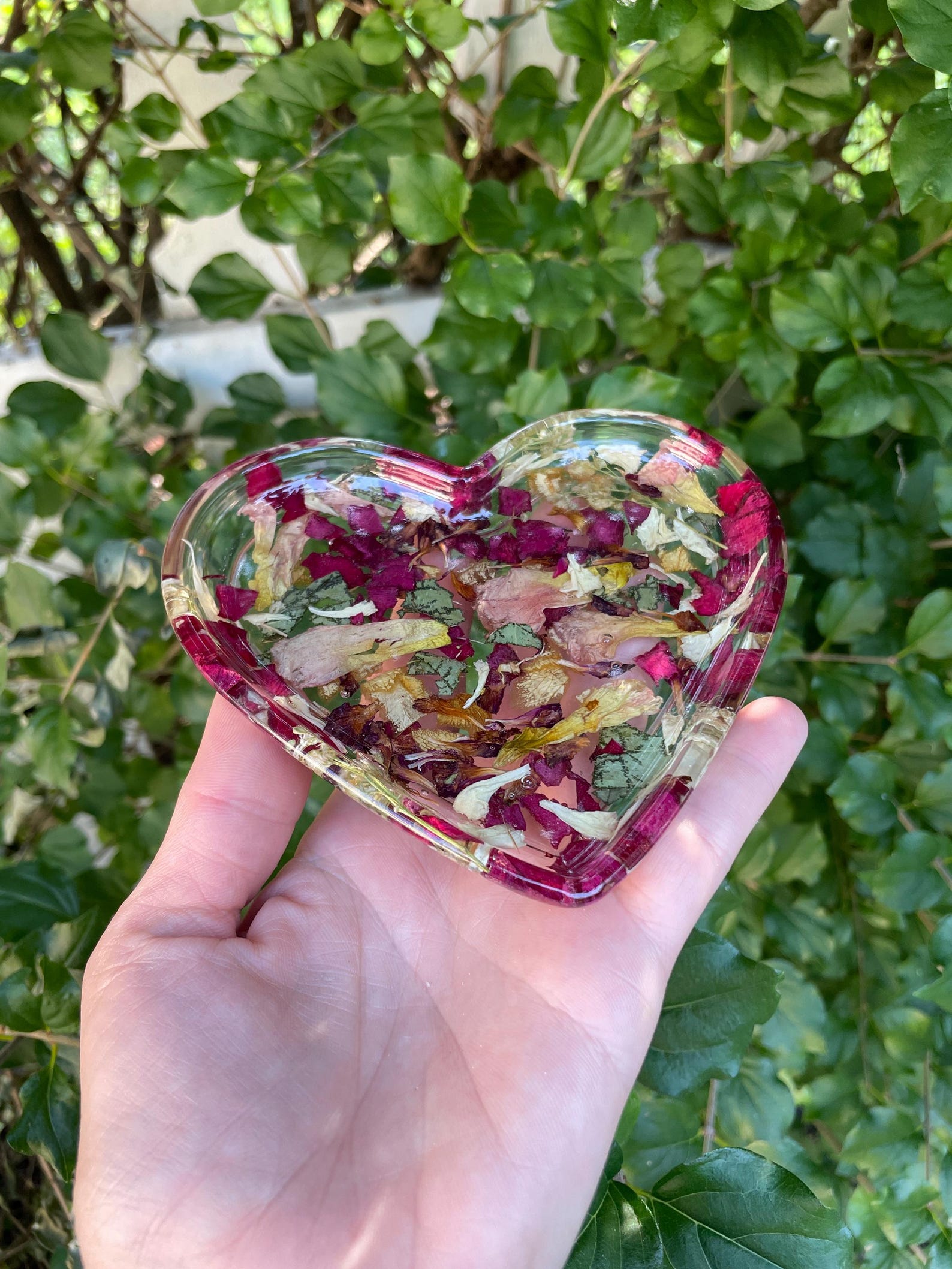 Heart Shaped Jewelry Dish, Catchall Tray, Dried Flowers, Wedding Flower ...