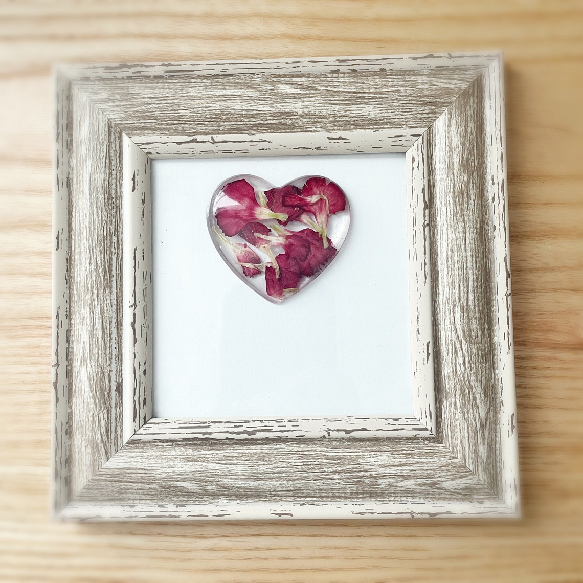 Memorial Frame With Your Dried Flower Petals, Flower Heart Shadowbox ...
