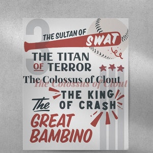 The Sandlot // Babe Ruth // Baseball Print // the Great Bambino ...