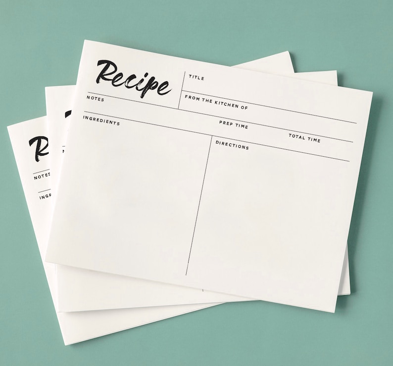 Recipe Cards // Recipe Card Printable // Digital Download // 4" X 6 ...