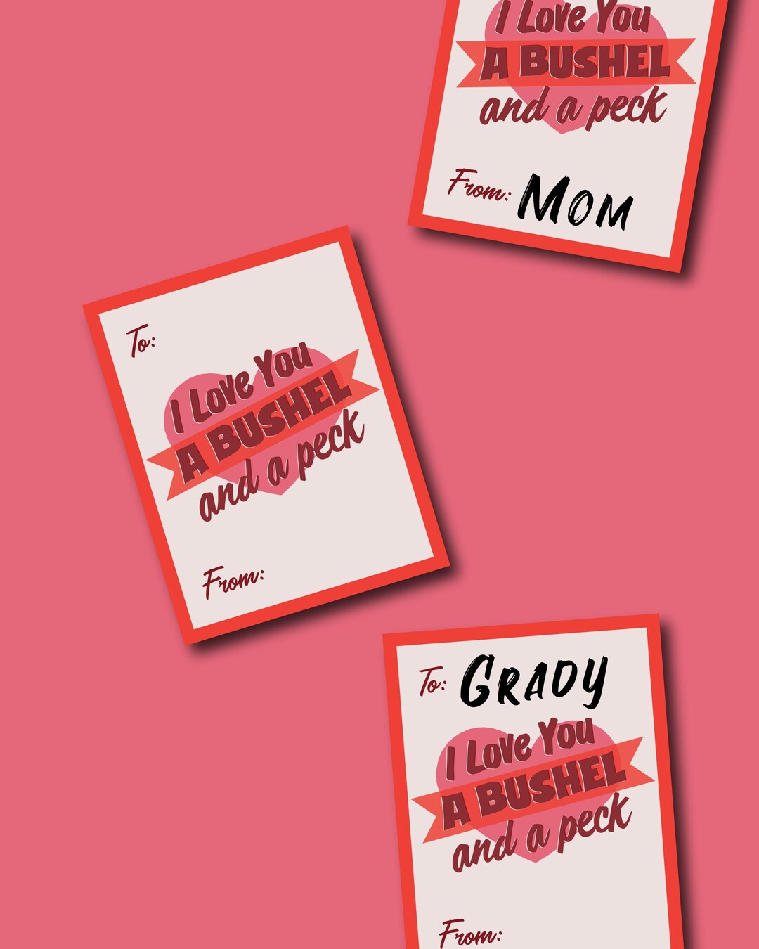 I Love You a Bushel and a Peck // Printable Valentine's Day Cards ...