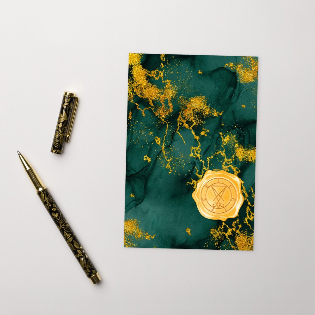 Lucifer Gold Wax Seal Blue Marble Postcard Lucifer's Sigil Greeting ...