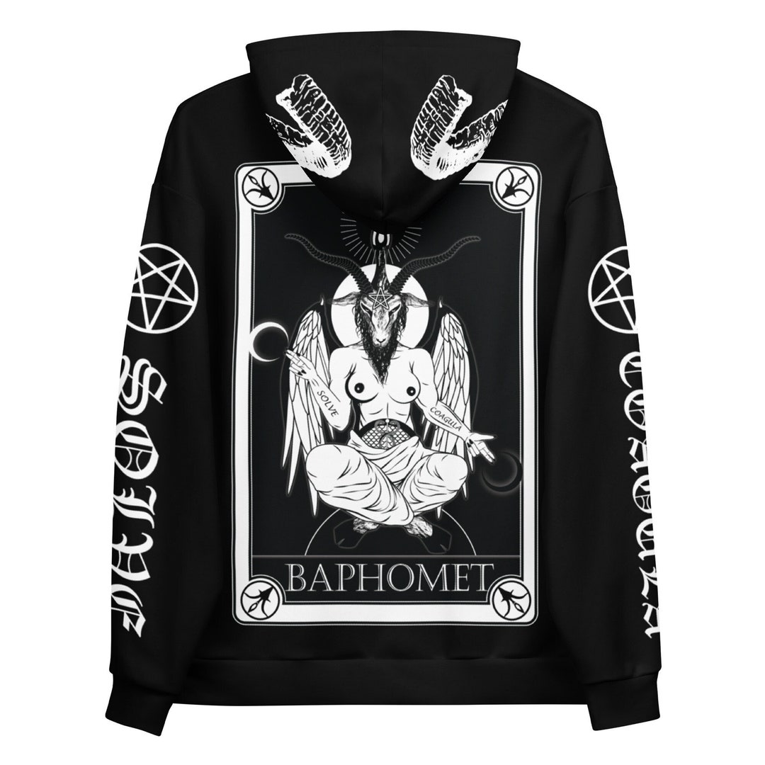 Baphomet Tarot Hoodie Satanic Sigil Pullover Gothic Pentagram Demon ...