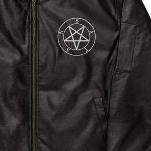 Satanic Sigil Goth Faux Leather Jacket Unisex Black Satan Zip-up ...