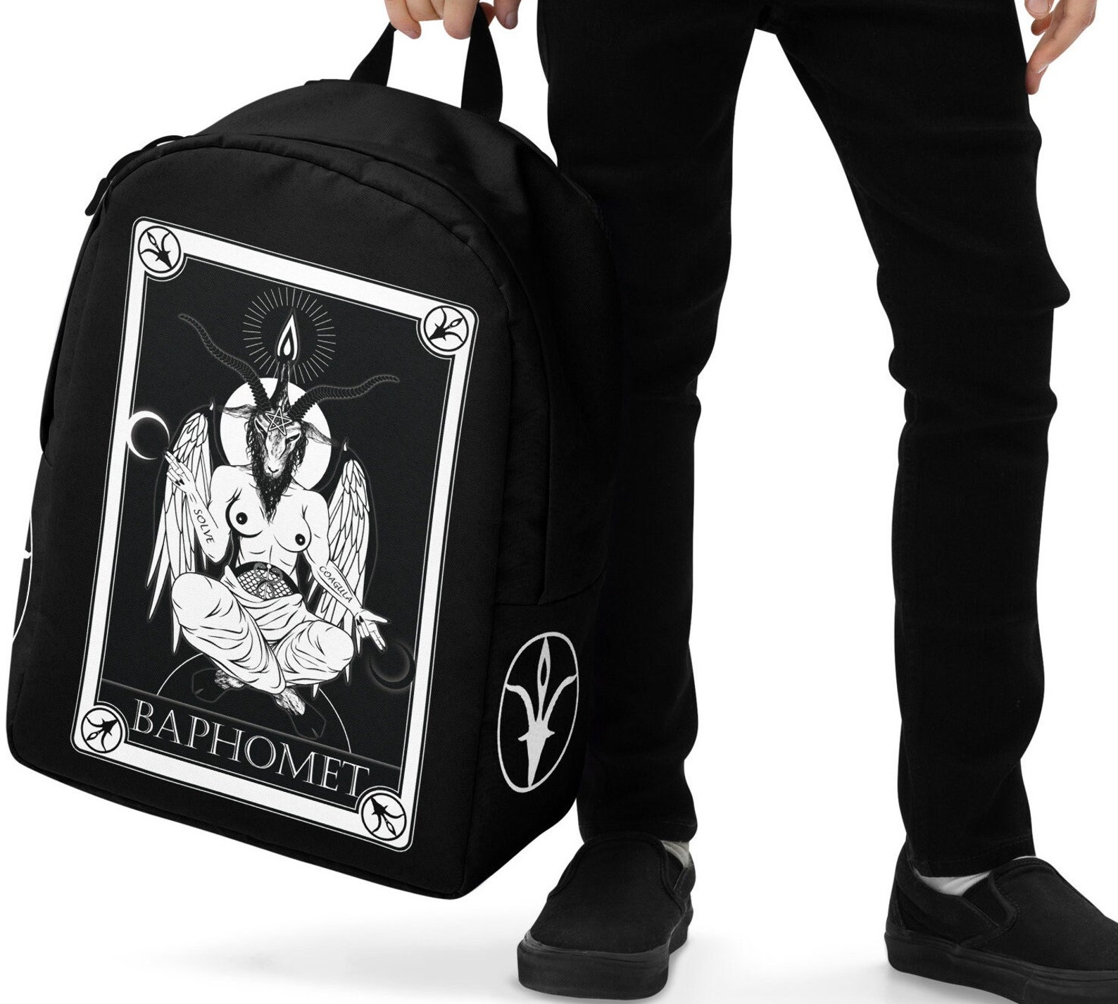 Baphomet Gothic Black Backpack Devil Tarot Card Goth Travel - Etsy