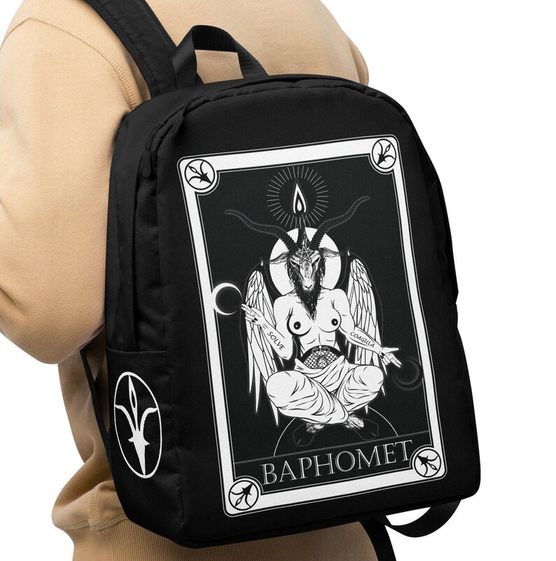 Baphomet Gothic Black Backpack Devil Tarot Card Goth Travel - Etsy