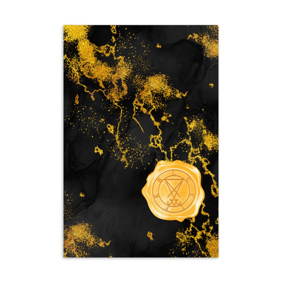 Lucifer Gold Wax Seal Black Marble Postcard Lucifers Sigil Greeting ...