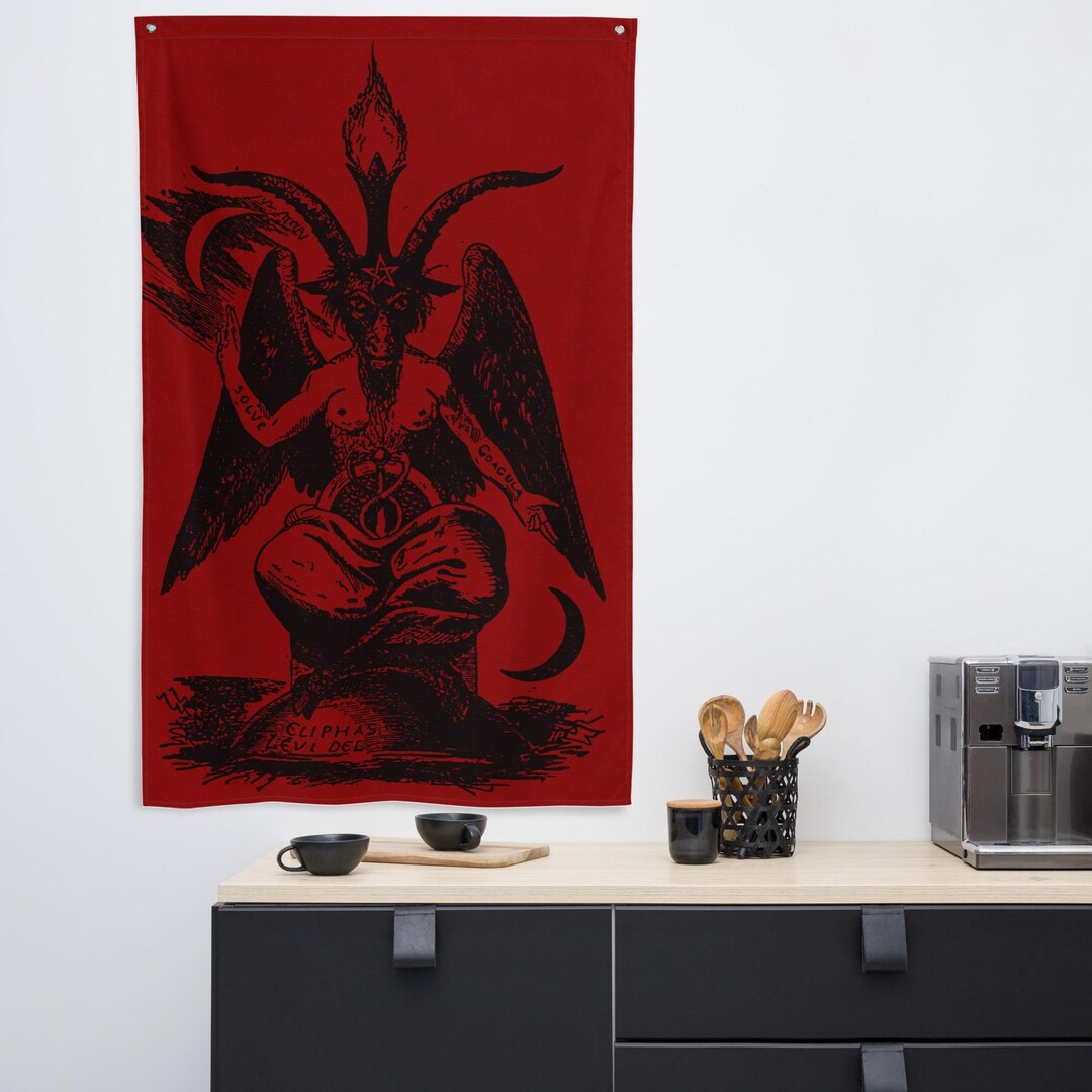 Satanic Baphomet Eliphas Levi Red & Black Wall Tapestry 53' Goth Home ...