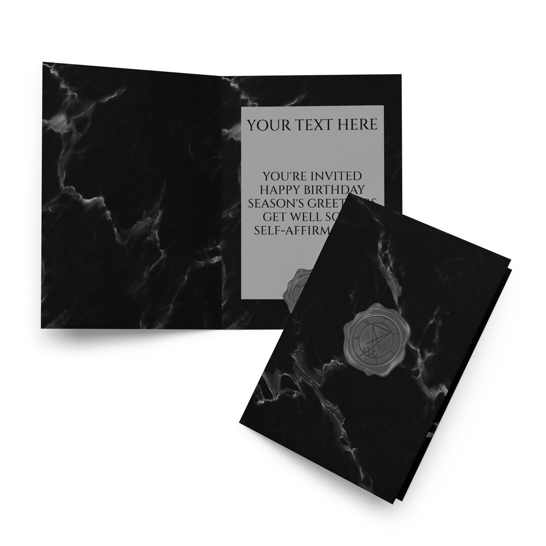 Lucifer Sigil Custom Goth Black Marble Greeting Card Gothic - Etsy