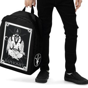 Baphomet Gothic Black Backpack Devil Tarot Card Goth Travel - Etsy