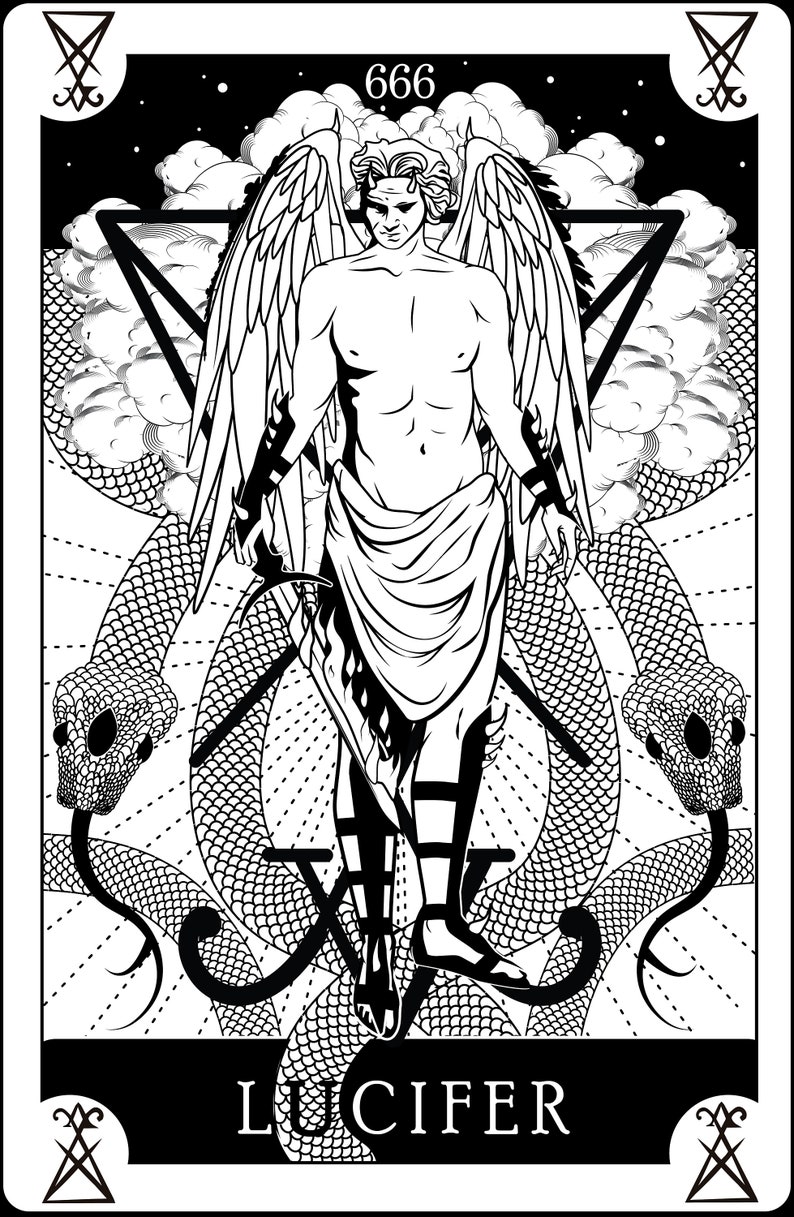 Lucifer Tarot Satanic Holiday Greeting Card Hail Satan Black - Etsy
