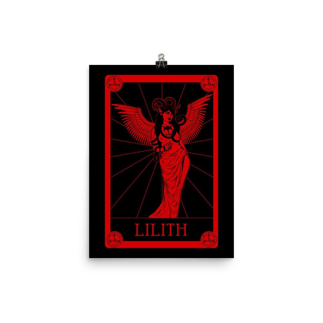 Satanic Lilith Tarot Card Wall Art Poster Print Red Occult - Etsy