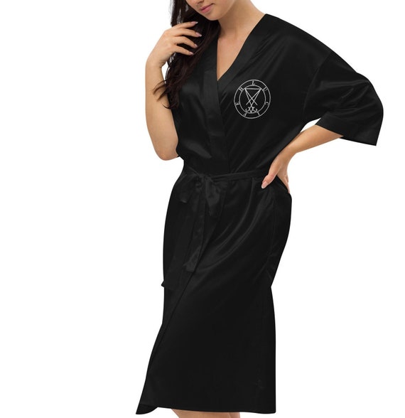 Lucifer Sigil Black Satin Satanic Ritual Robe Kimono - Etsy