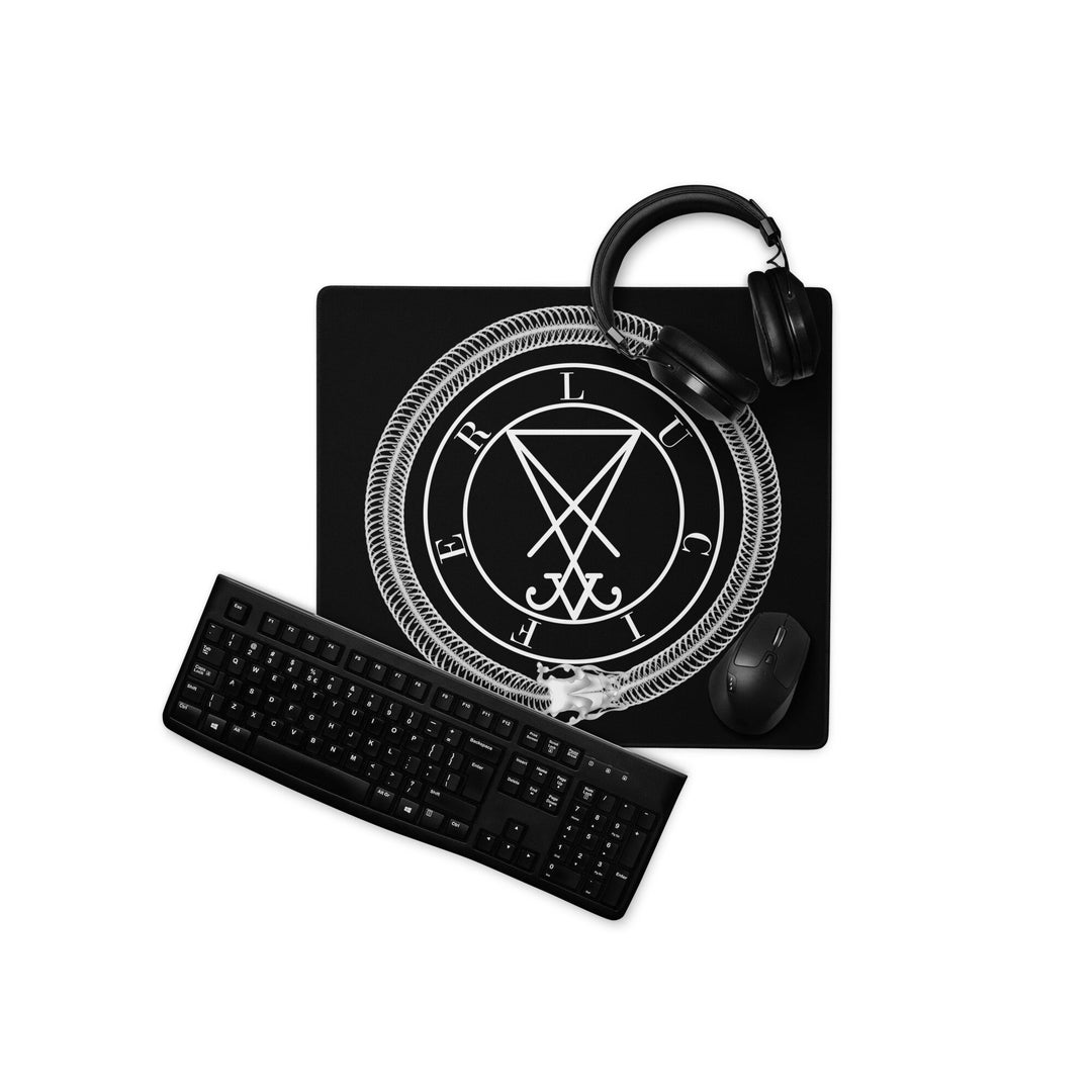 Lucifer Non Serviam Sigil Gaming Mouse Pad Gothic Demon Serpent Decor ...