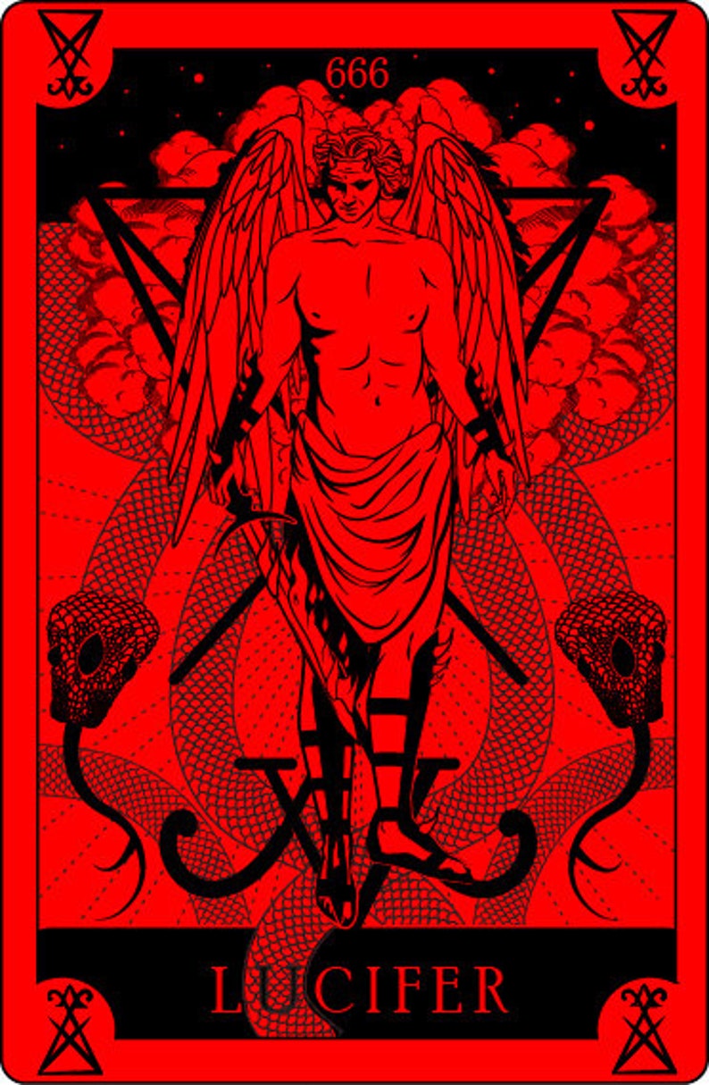 Lucifer Red Devil Tarot Card SVG PNG PDF Jpg Satanic Instant - Etsy